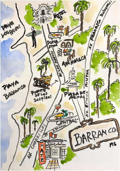 Mapa ilustrado de Barranco, el barrio de moda de Lima